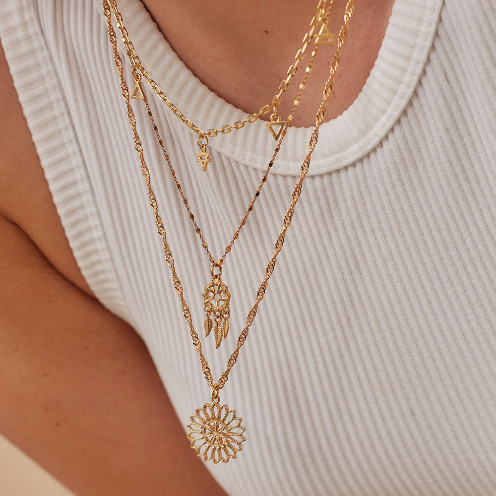 Twisted Rope Chain Flower Mandala Necklace | ChloBo – ChloBo UK
