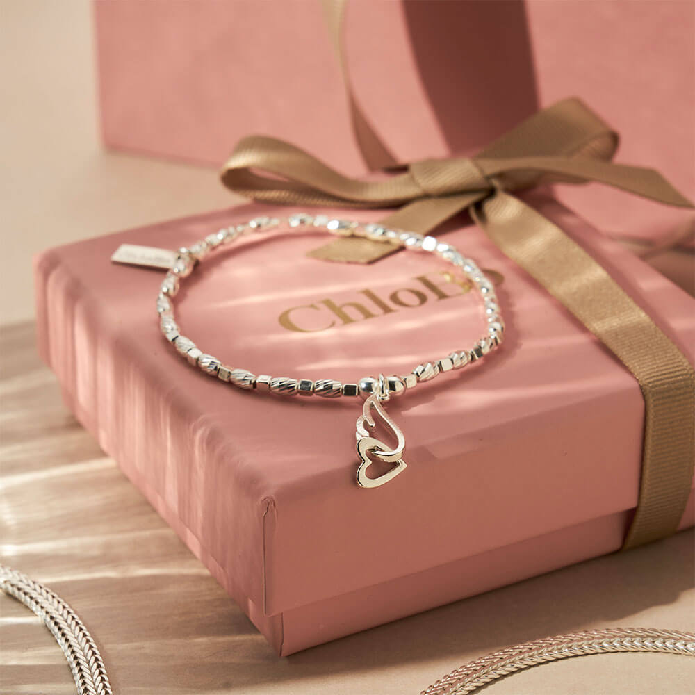 Soul Glow Interlocking Heart & Angel Wing Bracelet – ChloBo UK