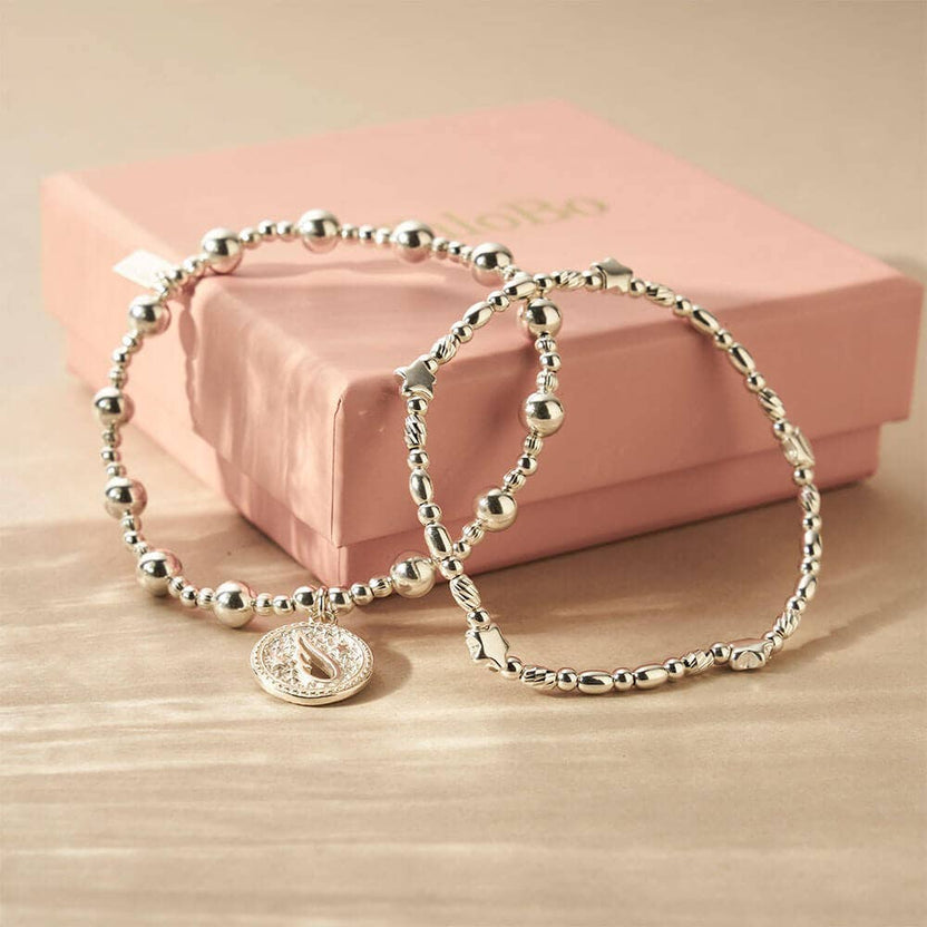 Freedom Set of 2 Stacking Charm Bracelets – ChloBo UK